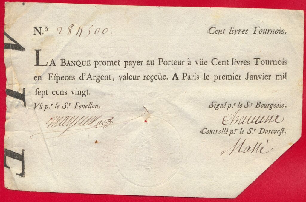 Banque de Law - 100 Livres Tournois - 1720 - FDCollector